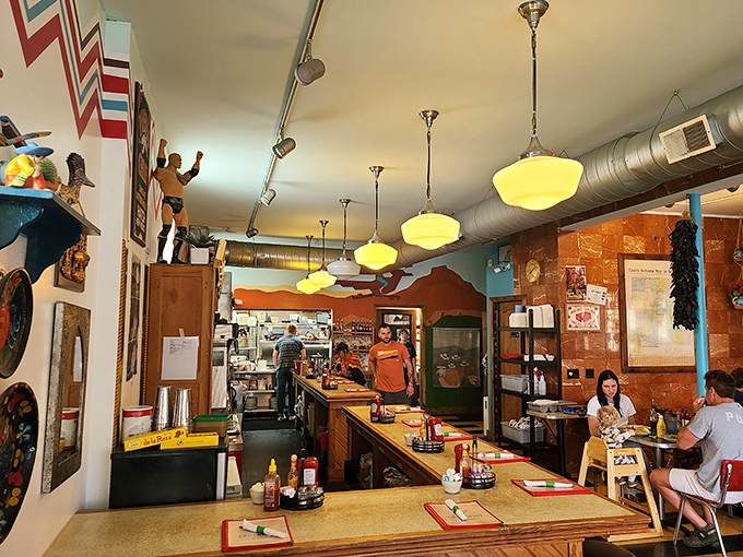 The counter seats offer front-row tickets to the breakfast ballet, where spatula-wielding chefs transform simple ingredients into morning masterpieces.