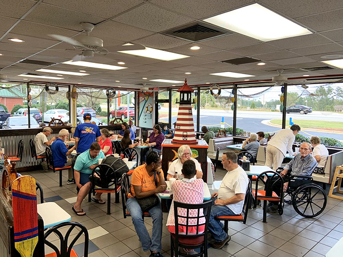 A dining room filled with people who understand that great food trumps fancy surroundings every single time.