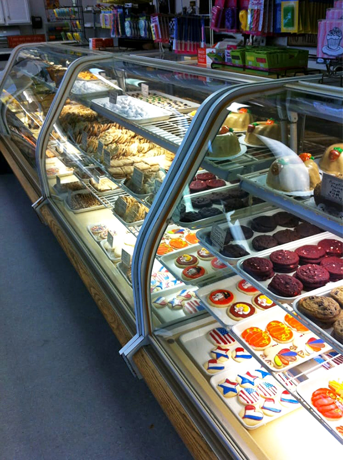 The display case at Freeman's&mdash;where diet plans come to die and happiness is served by the slice.