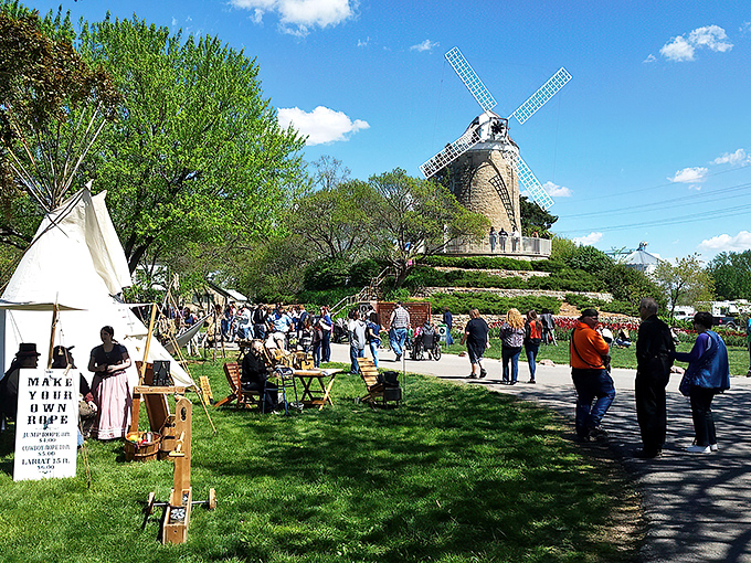
The Tulip Festival transforms the windmill grounds into a Dutch paradise. Amsterdam would be jealous of this midwestern floral spectacle.