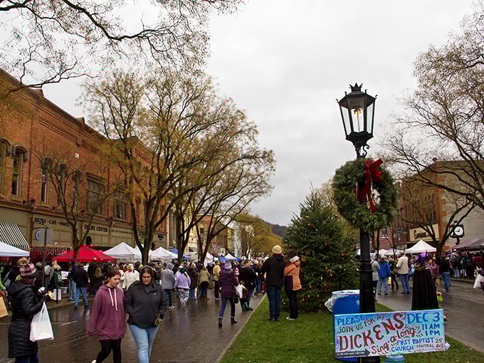 Dickens of a Christmas transforms Wellsboro's Main Street into a Victorian celebration, with gas lamps and period costumes completing the time-travel experience.