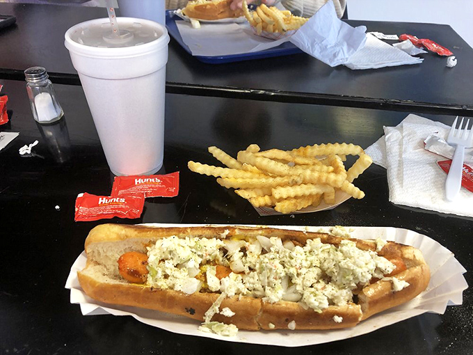When a regular hot dog just won't cut it, the footlong steps in. With a side of crinkle fries, it's the lunch of champions.