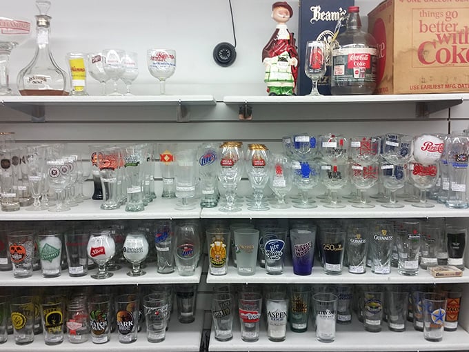 The beer glass collection that documents America's brewing history one logo at a time. Each one remembers parties you're glad weren't photographed.