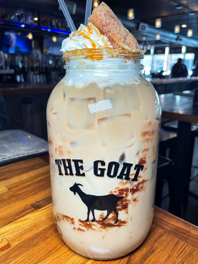 The Goat-caine: a mason jar masterpiece of creamy indulgence that makes milkshakes everywhere question their life choices.