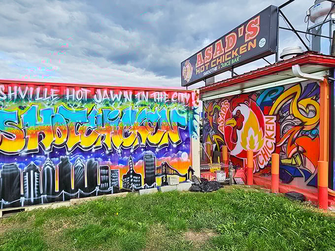 "Nashville Hot Jawn in the City!" The mural tells you everything you need to know&mdash;Philly's taken Nashville's tradition and made it its own.