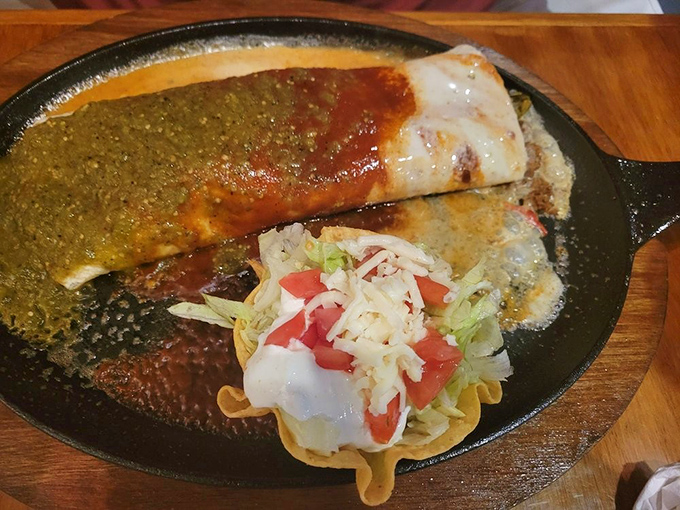 This burrito has achieved that golden state of perfection&mdash;lightly crisped exterior giving way to tender insides. It's the tortilla equivalent of a perfect day.