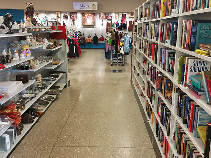 The women's clothing section is particularly extensive, with everything from professional attire to weekend wear, all meticulously organized by type.