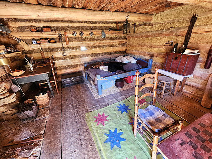 Frontier interior decorating followed one rule: everything must serve a purpose. Marie Kondo would approve of this uncluttered cabin life.