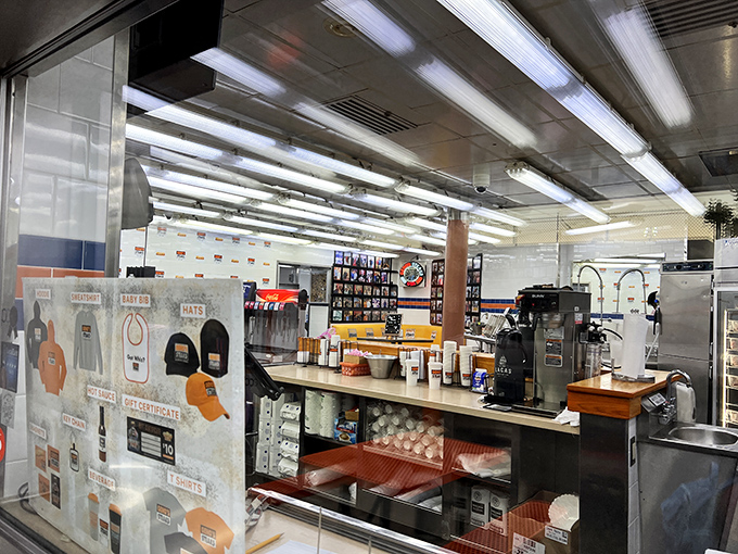 Behind the counter where sandwich magic happens&mdash;no fancy equipment, just decades of experience and the essentials required for cheesesteak excellence.