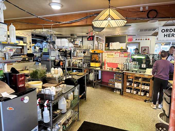 Where the magic happens &ndash; a kitchen that's all business but still has that homey touch, like your grandmother's if she catered for rock stars.