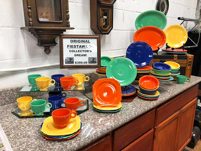 Fiestaware in its full technicolor glory! These pieces have hosted countless family dinners and are ready for an encore performance at your table.