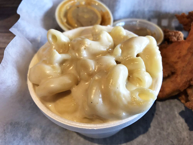 Mac and cheese so creamy it should come with its own warning label: "May cause involuntary food moans in public places."