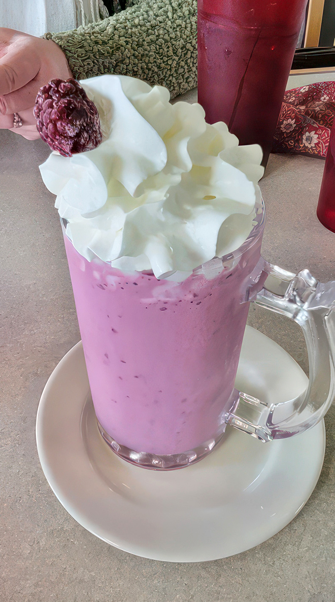This marionberry shake topped with whipped cream isn't just a drink&mdash;it's Oregon's berry bounty transformed into sippable nostalgia.
