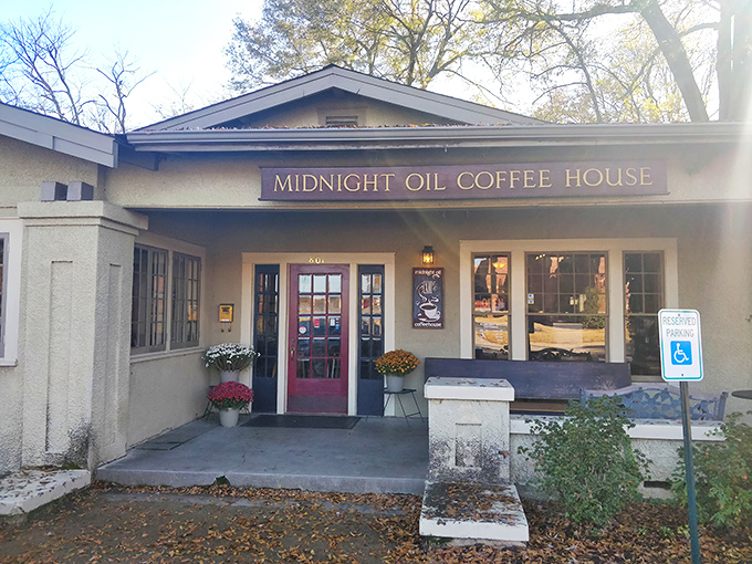 Midnight Oil Coffee House welcomes you with that "come stay awhile" front porch vibe that Starbucks has spent billions trying to replicate.