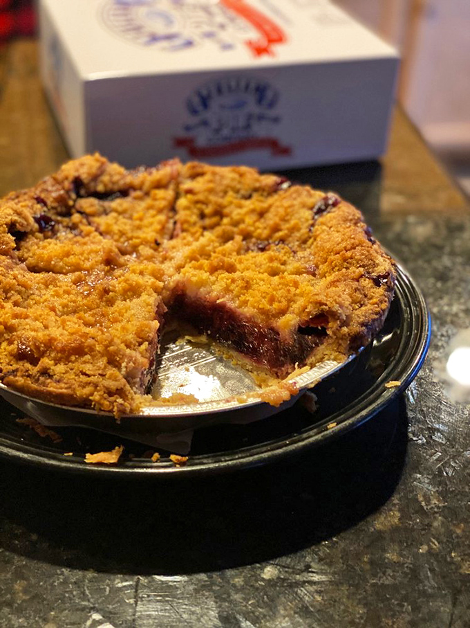 Mountain Berry Pie with its crumbly topping is the dessert equivalent of a cozy sweater on a chilly Julian afternoon.