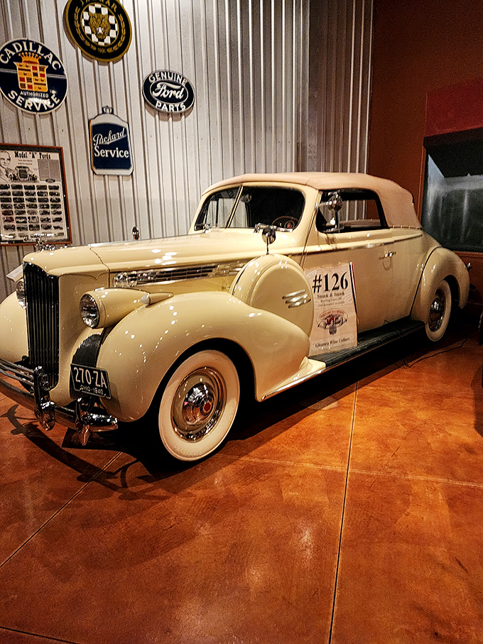 This cream-colored Packard isn't just luxury transportation—it's a rolling penthouse from when American roads were ruled by elegant giants.