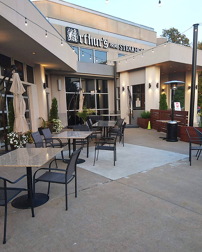 The patio at Arthur's offers al fresco dining with urban sophistication. Perfect for those Arkansas evenings when the temperature hits the sweet spot.