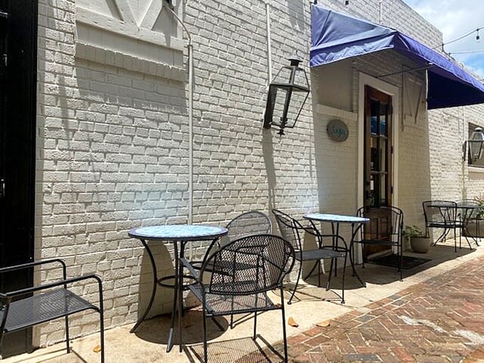Sage Lebanese Cuisine's charming outdoor seating invites you to linger over coffee, as if to say "what's your hurry? The Mediterranean way takes time."