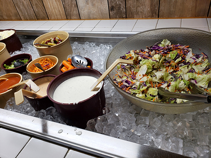 The salad bar might seem out of place at a breakfast joint, but by lunchtime, this fresh spread becomes the talk of the town.