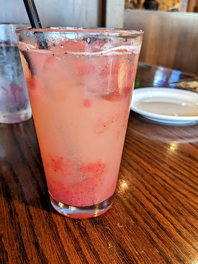 A strawberry lemonade so pretty it could be in a magazine, but so refreshing you'll drain it before the appetizers arrive.