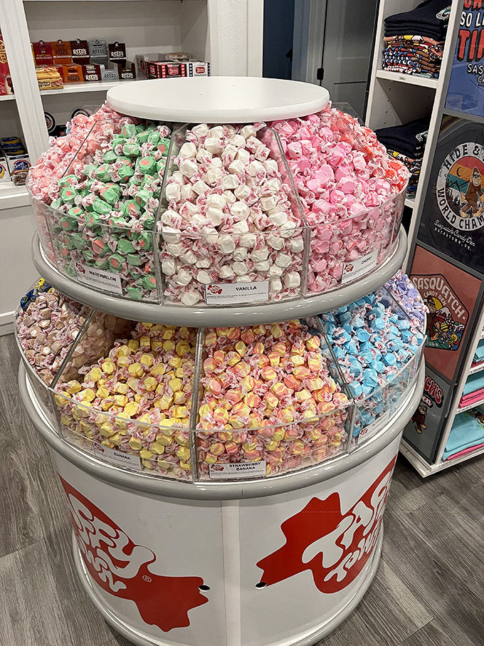 A carousel of salt water taffy in colors that would make a rainbow jealous, sectioned like the world's most delicious color wheel.