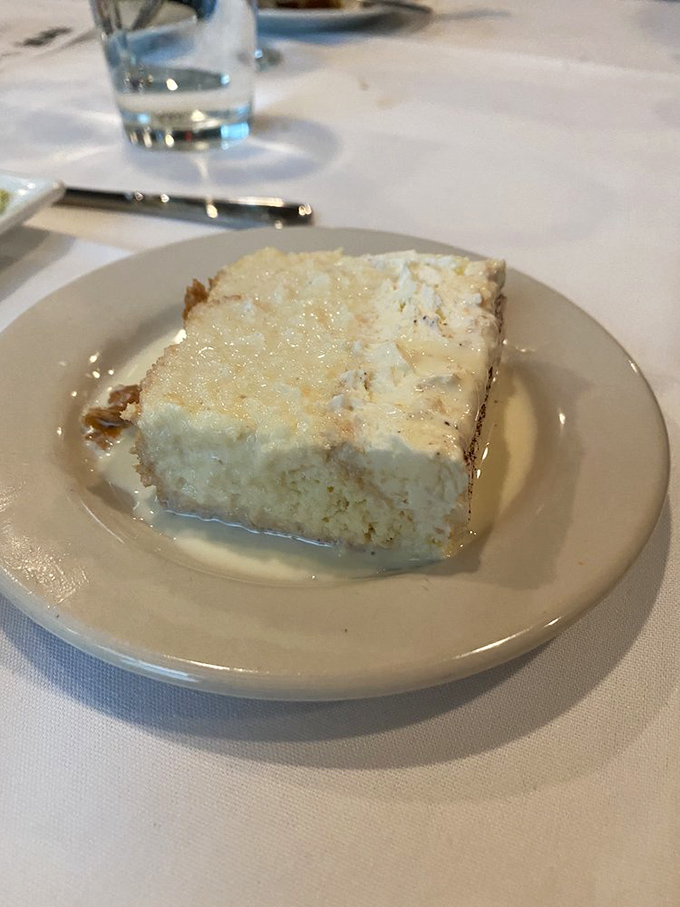 Tres leches cake so moist it should come with a lifeguard on duty. The perfect sweet finale to a savory symphony.