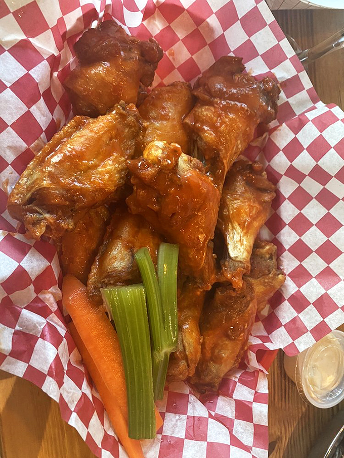 Buffalo wings with the classic celery and carrot sidekicks. Because sometimes even seafood lovers need a breather between crab legs.