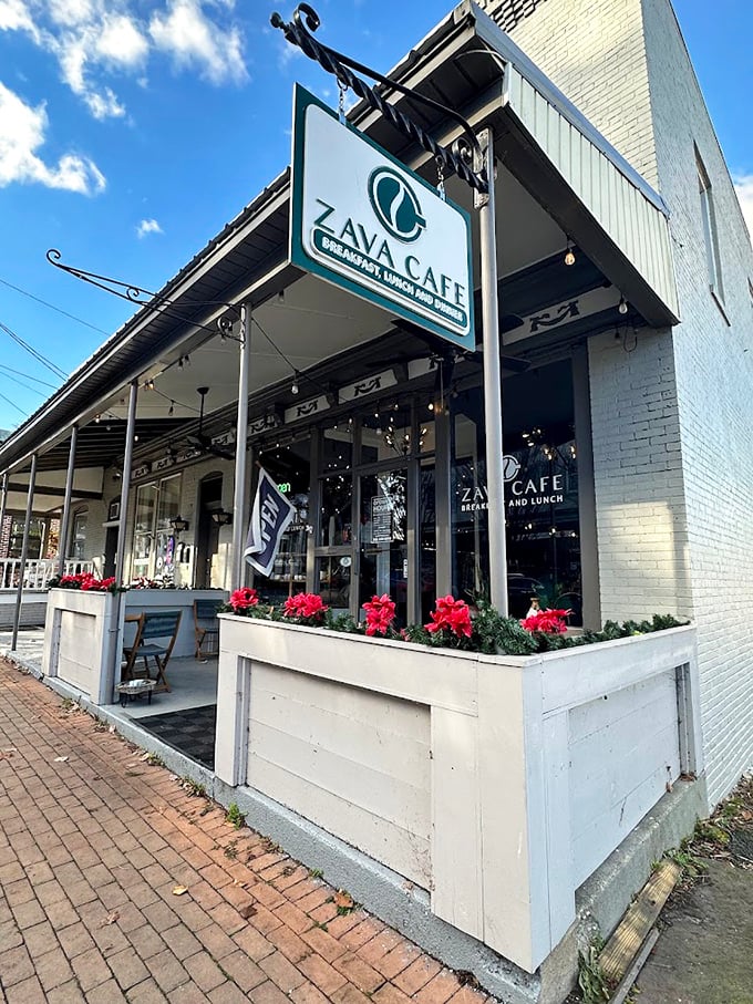 Zava Cafe's festive planters and twinkling lights create that "I've just discovered my new favorite spot" feeling before you even taste the coffee.