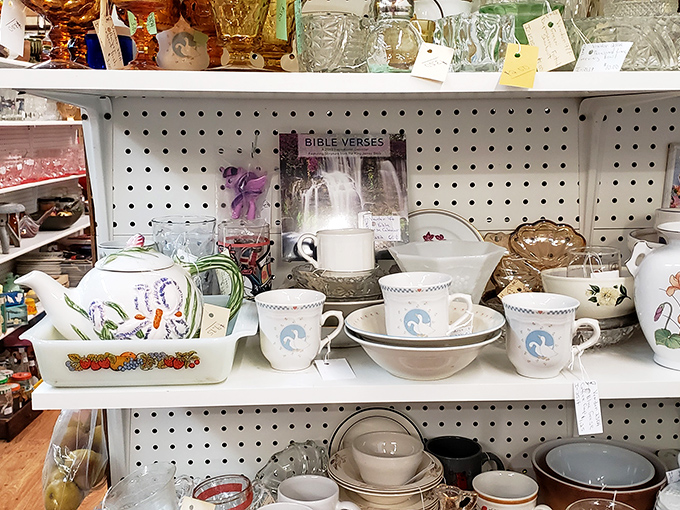 Delicate teacups and serving pieces that make modern dishware seem soulless. Sunday dinners were events when these graced the table.