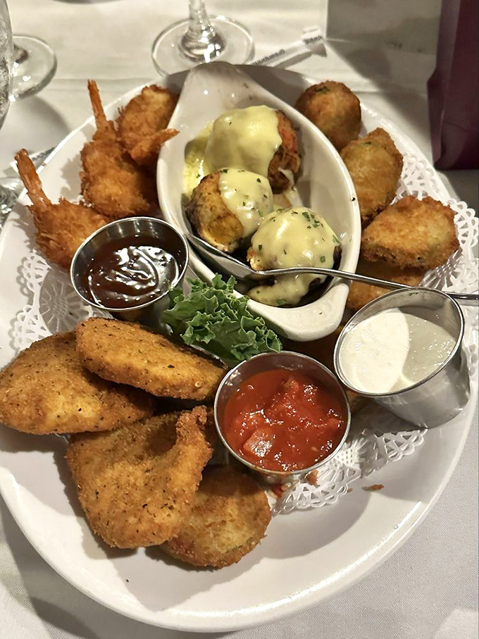 The appetizer sampler that renders conversation impossible except for occasional murmurs of "try this one" between appreciative chewing sounds.
