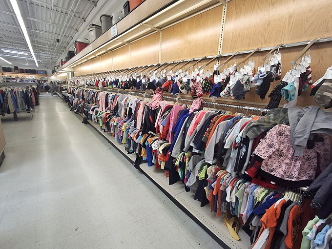 The children's clothing section: where tiny wardrobes get refreshed without emptying college funds. These little outfits have barely been worn&mdash;kids grow faster than wallets can keep up.