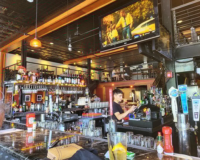 A bar stocked for serious business. When your bartender has this many tools at their disposal, you're not just getting a drink&mdash;you're getting craftsmanship.