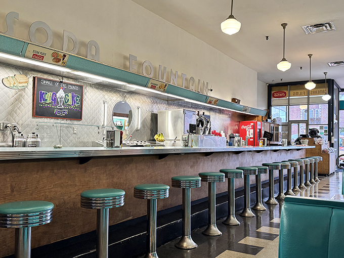 The soda fountain counter&mdash;where pharmacists once dispensed medicine and now servers dispense something even more essential: comfort food. 