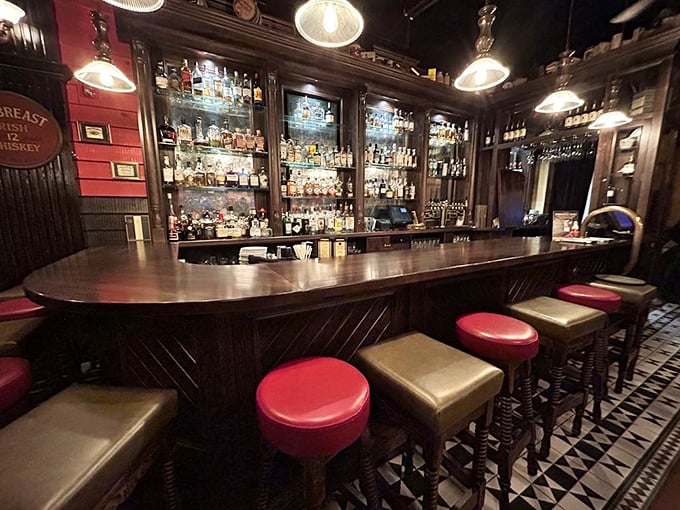 A whiskey selection that spans continents, displayed behind a bar that's witnessed countless first dates, celebrations, and "just because" evenings.