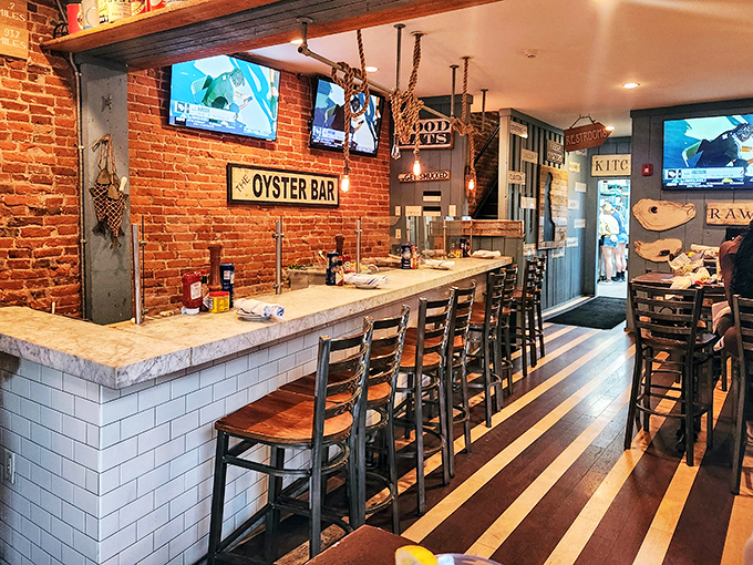 That oyster bar counter is the stage where seafood magic happens&mdash;part kitchen, part theater, all delicious.