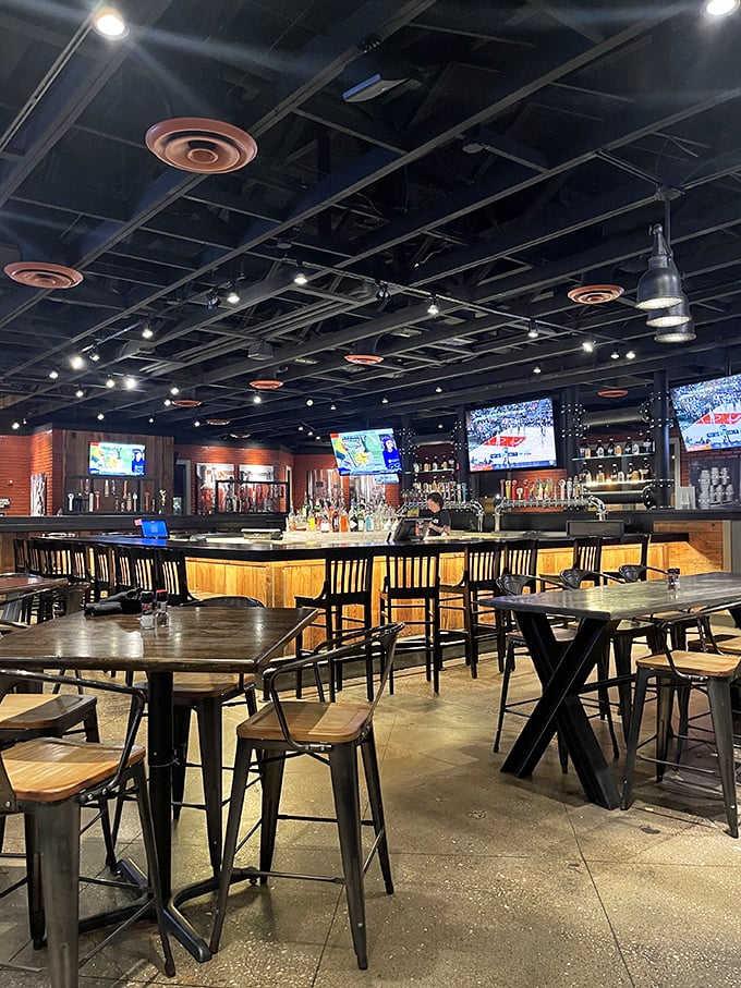 The bar area strikes that perfect balance &ndash; enough TVs to catch the game without feeling like you're dining inside a Best Buy showroom.