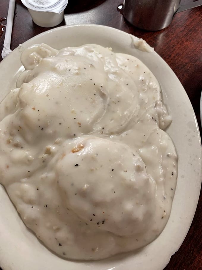 Those aren't just mashed potatoes &ndash; they're a cloud-like canvas for pepper-flecked gravy that's practically begging you to grab a spoon.