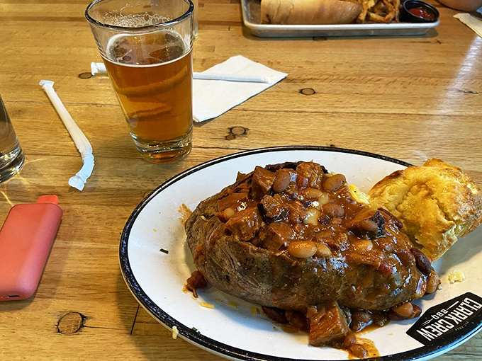 This loaded spud isn't just a potato&mdash;it's a foundation for architectural greatness, supporting a skyscraper of brisket chili and melty cheese.