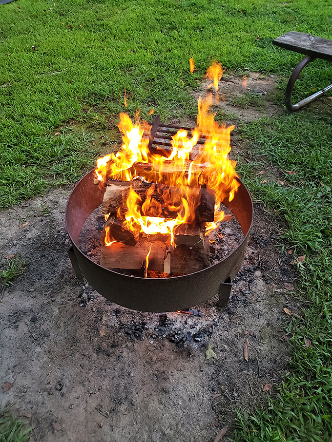 Primal satisfaction of a perfect campfire. S'mores architects and storytellers have gathered around flames like this since time immemorial.
