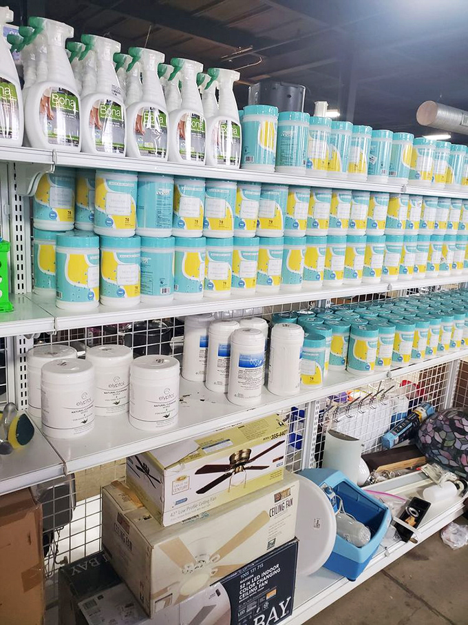 Even cleaning supplies get the boutique treatment here. Those turquoise and yellow containers are practically begging to make your chores more aesthetic.