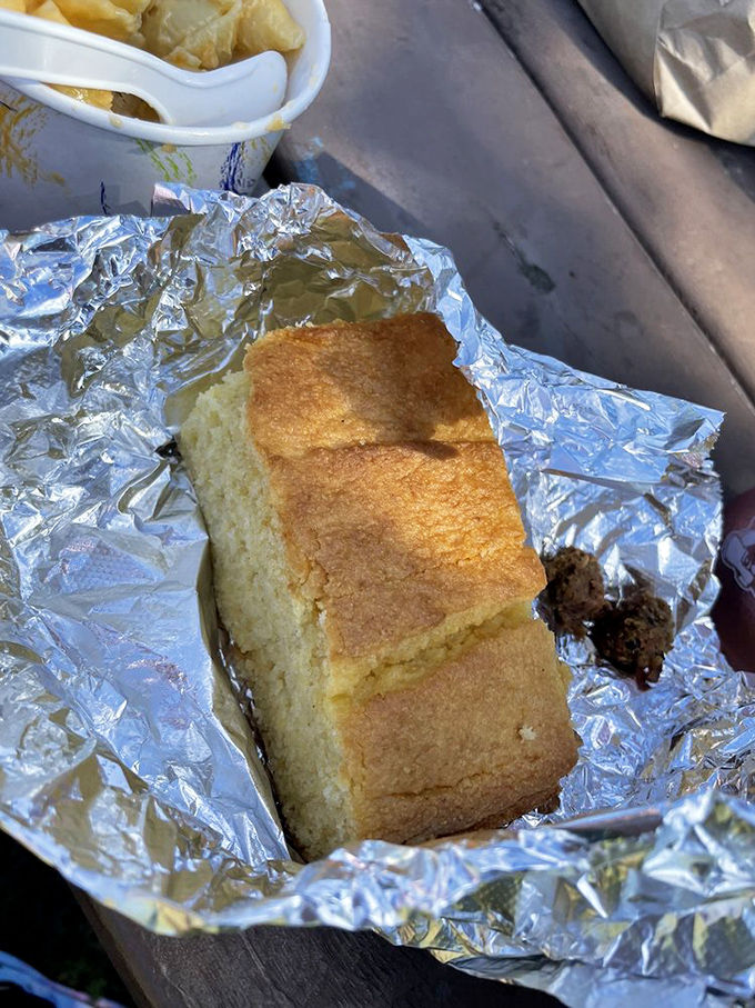 Golden cornbread that strikes the perfect balance&mdash;sweet enough to love, substantial enough to soak up precious barbecue juices.