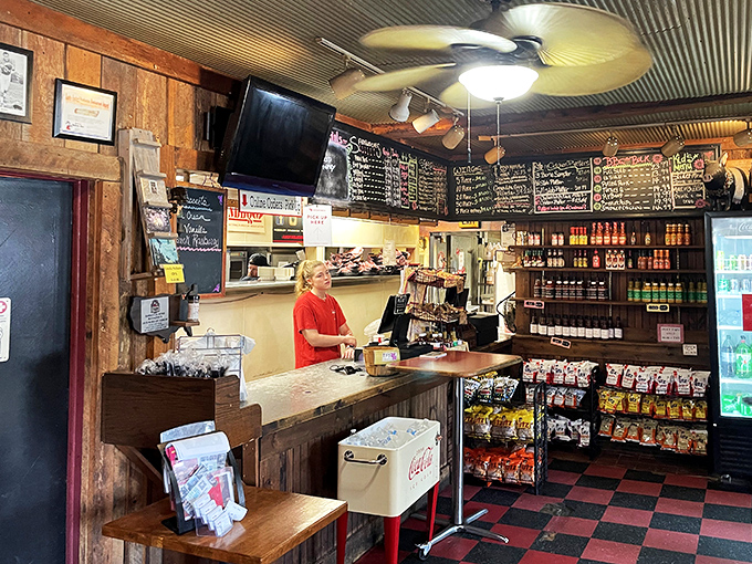 The dining room where calories don't count and diet plans come to die happy deaths. Wood paneling: the universal signal for "good food ahead."