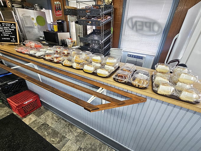 Behind this counter, dreams come true in the form of to-go containers packed with seafood treasures for those lucky enough to discover them.