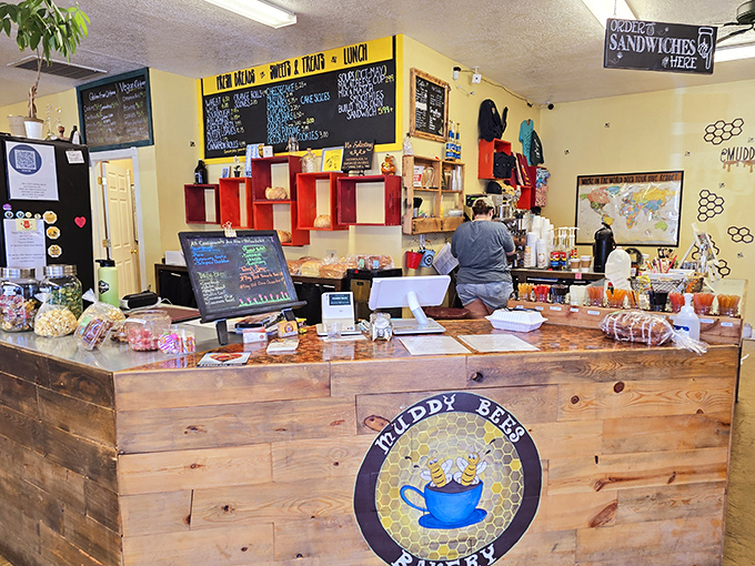 The rustic wooden counter says "small-town charm," but the treats behind it scream "world-class bakery." Choose wisely&mdash;or better yet, don't choose at all.