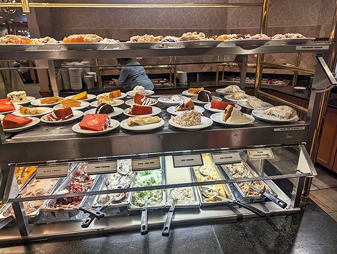 The dessert section: where willpower goes to die and happiness is served by the slice, scoop, and spoonful.
