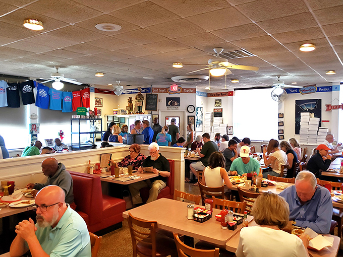 The dining room hums with the universal language of satisfaction &ndash; forks meeting plates and conversations pausing for appreciative bites.
