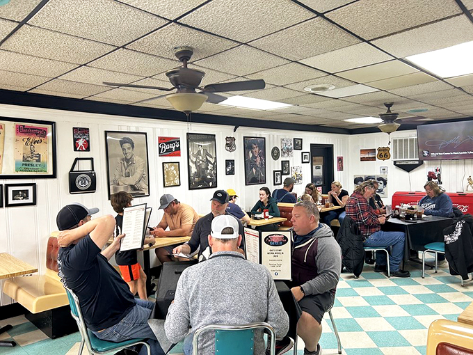 Locals and travelers alike gather at these tables, united by the universal language of "pass the ketchup" and "you've got to try this."