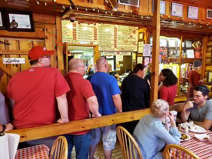 The universal language of barbecue anticipation&mdash;folks lined up at the counter, united in their quest for smoke-kissed happiness.