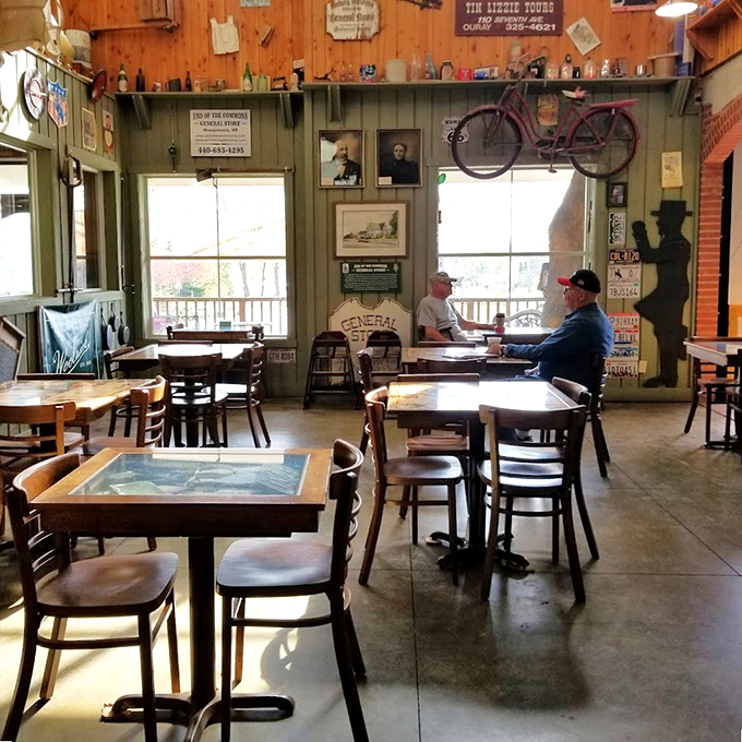 Where strangers become friends over coffee and pie. The bicycle on the wall isn't going anywhere, and neither will you once you settle in.