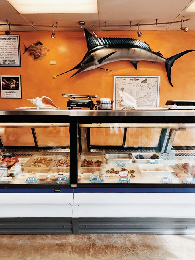 A display case that makes choosing just one item feel like Sophie's Choice for seafood lovers. Decision paralysis never tasted so good.